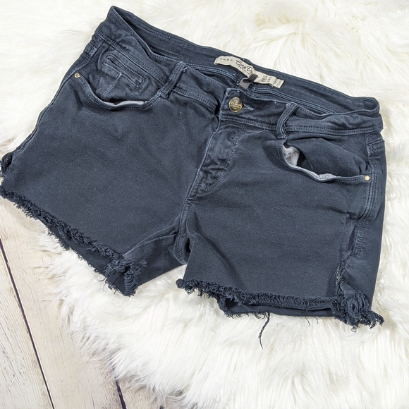 Zara | Shorts | Zara Core Denim Black Jean Shorts 6 Destroyed Slim ...